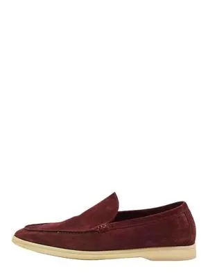 Loro Piana Summer Walk Suede Loafers Red
