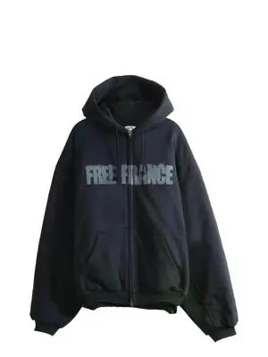 Vetements Graphic-print Zip-up Hoodie - Black
