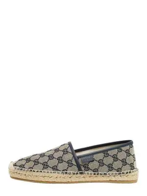 GUCCI Gucci GG Monogram Canvas Leather Trim Espadrilles