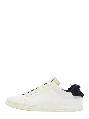 FENDI Fendi Shearling-Trim Low-Top Leather Sneakers