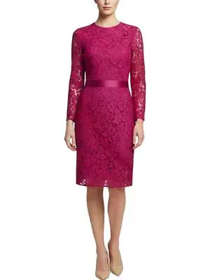 Carolina Herrera Floral-lace Belted Midi Dress - Pink