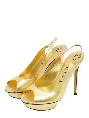 GINA Peep-toe Slingback Pumps With Platform And Stiletto Heel - Gold