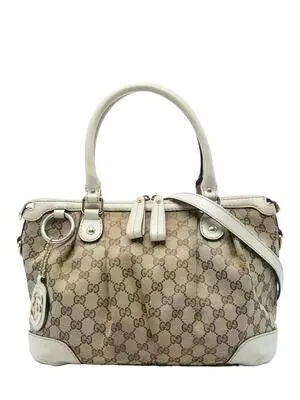 Gucci 2016-2026 Gg Canvas Sukey Satchel - White