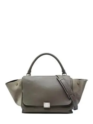 Celine 2012 Medium Calfskin And Suede Trapeze Satchel Brown