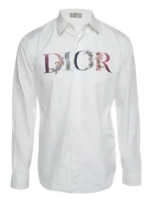 Dior Logo Embroidered Poplin Shirt - White