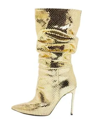 PARIS TEXAS Python-embossed Mid-calf Boots