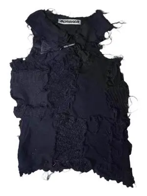 BORBALA Frayed Patchwork Top