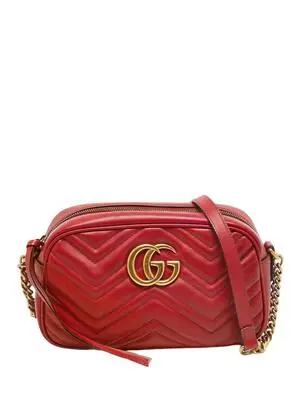 Gucci Small Gg Marmont Matelassé Camera Bag Red