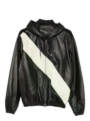WALES BONNER Leather Hooded Jacket