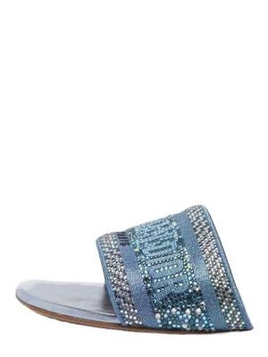 Dior Dway Crystal Embellished Slides - Blue