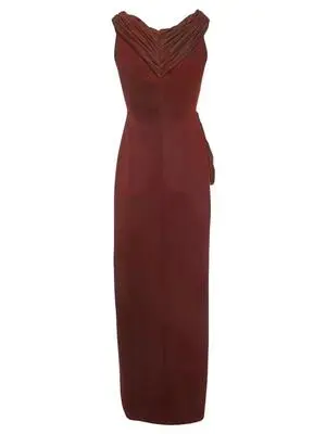 CHATS BY C.DAM Draped High-slit Maxi Dress - Red