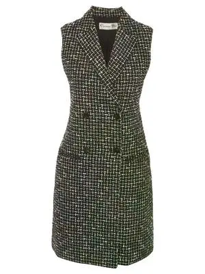Dior Double-breasted Tweed Midi Dress - Black
