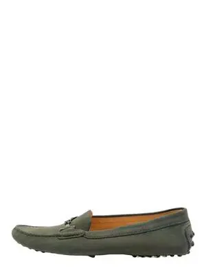 TOD'S Leather Gommino Double T Loafers - Green