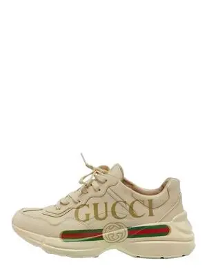 Gucci Gucci Rhyton Chunky Lace-Up Sneakers With Logo Print Neutrals