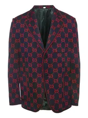 Gucci Gg-jacquard Blazer - Blue