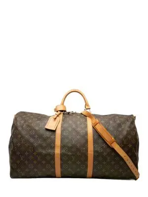 LOUIS VUITTON Monogram Keepall Bandouliere 60 Travel Bag - Brown