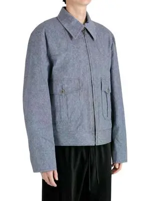 TAIGA TAKAHASHI Lot.330 Us Letter Zip-up Flap-pocket Jacket - Blue