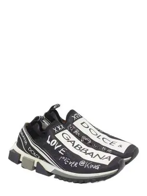 Dolce & Gabbana Sorrento Graffiti Print Slip-on Sneakers - Black