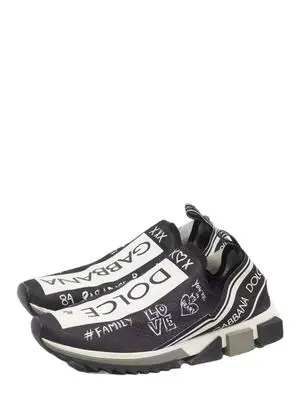 Dolce & Gabbana Sorrento Graffiti Print Slip-on Sneakers - Black