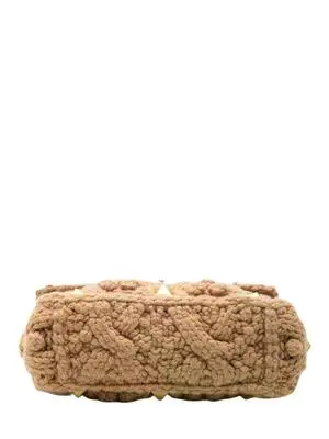 Valentino Garavani Medium Knit Roman Stud Satchel - Neutrals