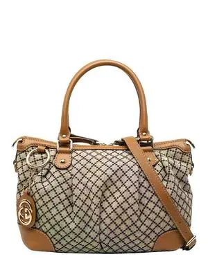 Gucci Diamante Canvas Sukey Satchel - Neutrals