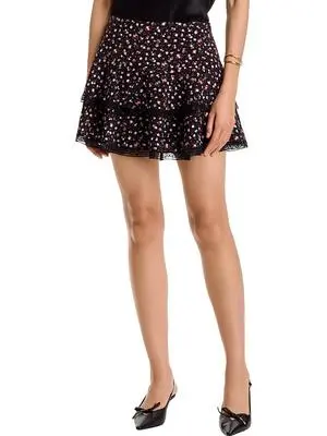 Aqua Ditsy Floral Lace Mini Skirt Exclusive - Black Multi