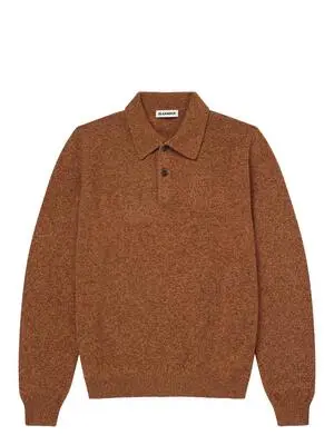 JIL SANDER Mélange Wool And Cashmere-blend Polo Shirt - Brown