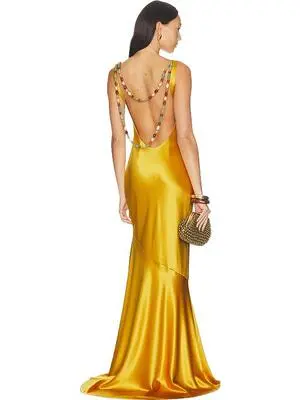 RETROFETE Retrofete Keryn Dress In Metallic Gold.