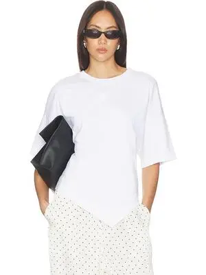 Enza Costa Enza Costa Supima Structured Jersey Assymetrical Tee In White. White