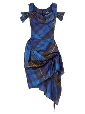 VIVIENNE WESTWOOD Buchanan Tartan Wool Mini Dress - Blue