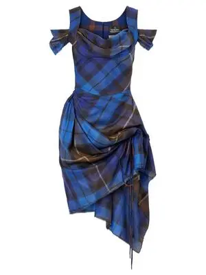 VIVIENNE WESTWOOD Buchanan Tartan Wool Mini Dress - Blue