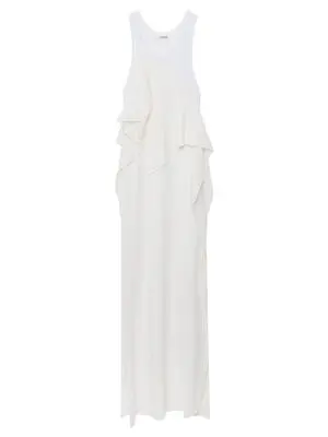 Loewe Knitted Ruffle Maxi Dress - White