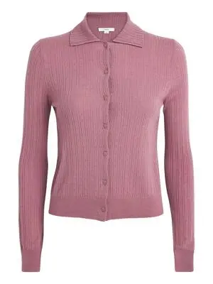 Vince Wool Pointelle Cardigan - Pink