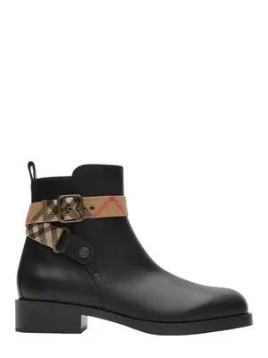 Burberry Leather Huntley Ankle Boots - Black
