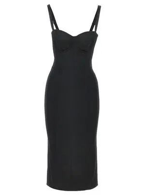 Dolce & Gabbana Stretch Satin Bustier Midi Dress - Black
