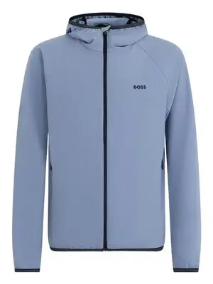 Hugo Boss Long-sleeved Hooded Casual Jacket With Chest Lettering - Blue