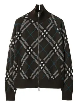 Burberry Check Zip-up Cardigan - Comfortable Brown