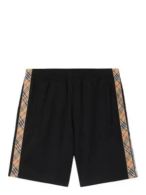 Burberry Check Trim Cotton Blend Shorts - Black
