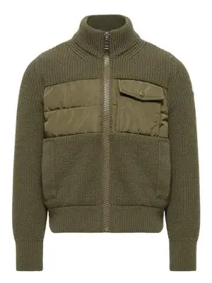 Moncler Wool Cashmere Blend Zip-up Cardigan - Olive Green
