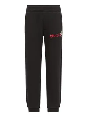 Moncler Embroidered Logo Cotton Sweatpants - Black