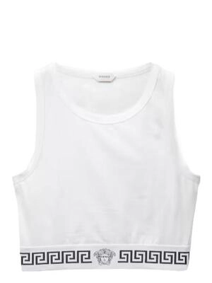 Versace Cotton Jersey Crop Top With Medusa Motif - White