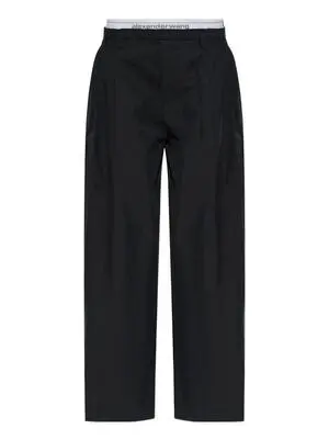 ALEXANDER WANG Logo-waistband Pleated Trousers