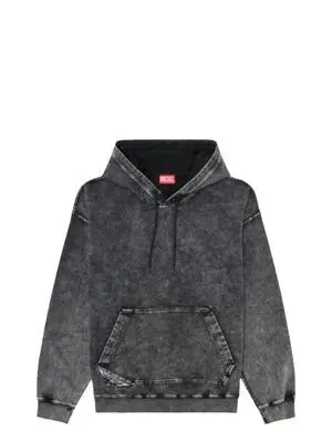 DIESEL® Treated Denim-effect Hoodie Dark Gray