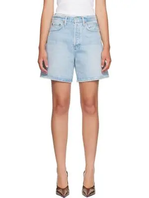 AGOLDE Agolde High-Waisted Wide-Leg Denim Shorts Blue