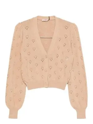 TWINSET Heart Patterned Knit Cardigan - Nude