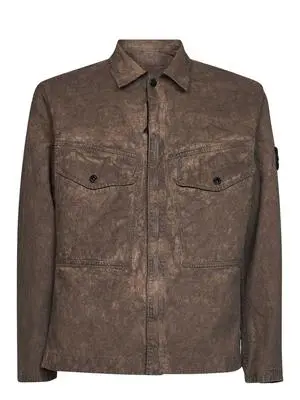 Stone Island Long Sleeve Shirt Jacket With Concealed Closure And Flap Chest Pockets - Leaden