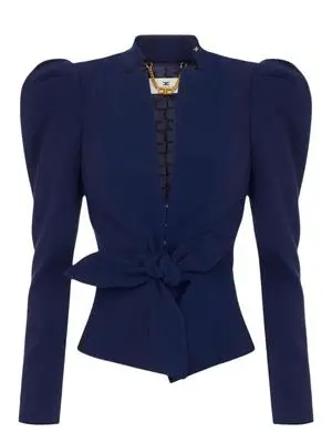 Elisabetta Franchi Lightweight Crepe Jacket With Bow Detail - Black