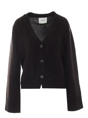 LISA YANG Long-sleeve Button-front Cardigan - Dark Brown