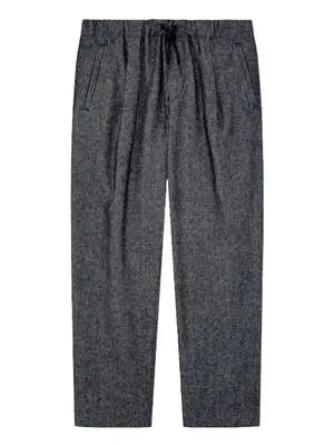 Emporio Armani Trousers With Herringbone Pattern And Drawstring - Blue
