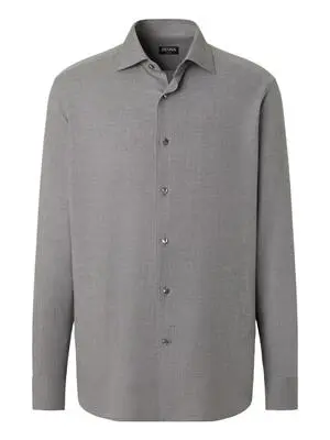 Zegna Regular Fit Spread Collar Shirt - Grey